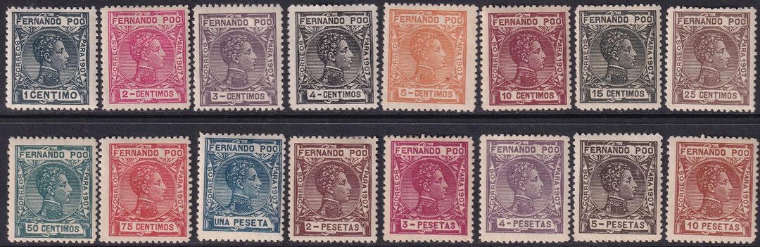 Classic Stamps - Fernando Po 1907 Sc 152-67 MH* complete set well ...