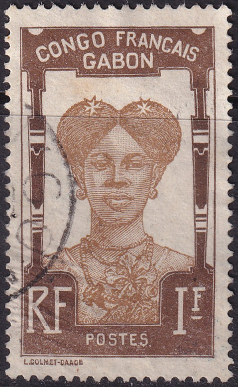 Classic Stamps - Gabon 1910 Sc 46 Yt 46 used lower left corner wrinkled ...