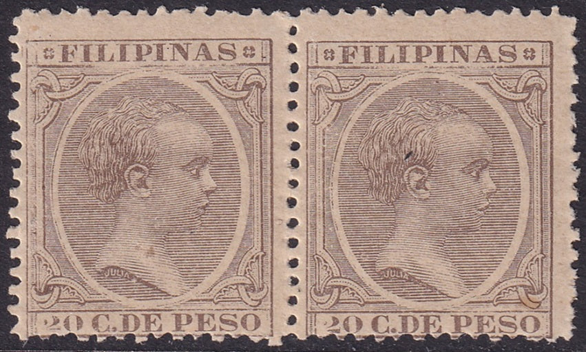 Classic Stamps - Philippines 1892 Sc 174 Filipinas Ed 103 pair MNH ...