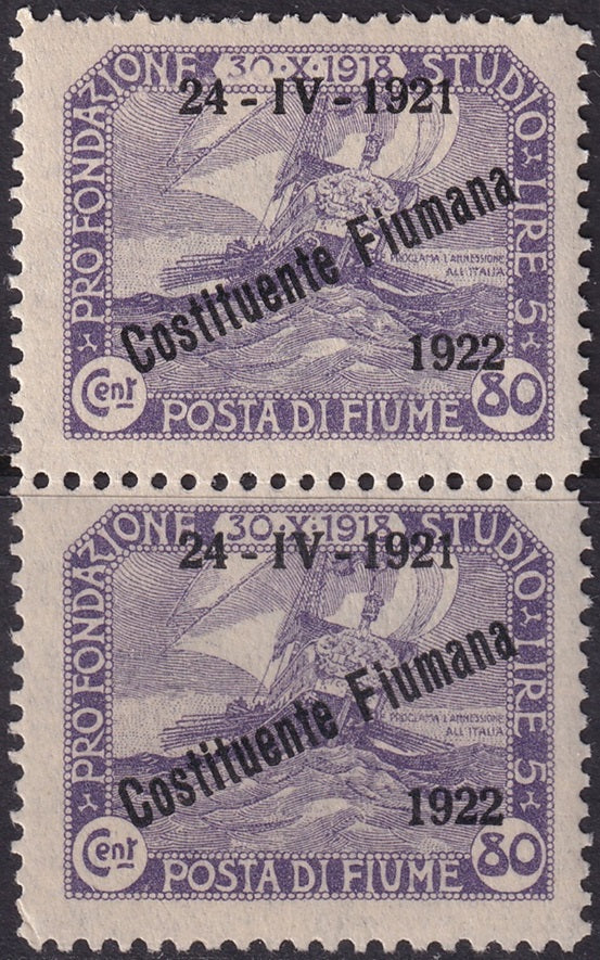 Classic Stamps - Fiume 1922 Sc 167 Sa 185 pair MNH** - On the Ridge Stamps