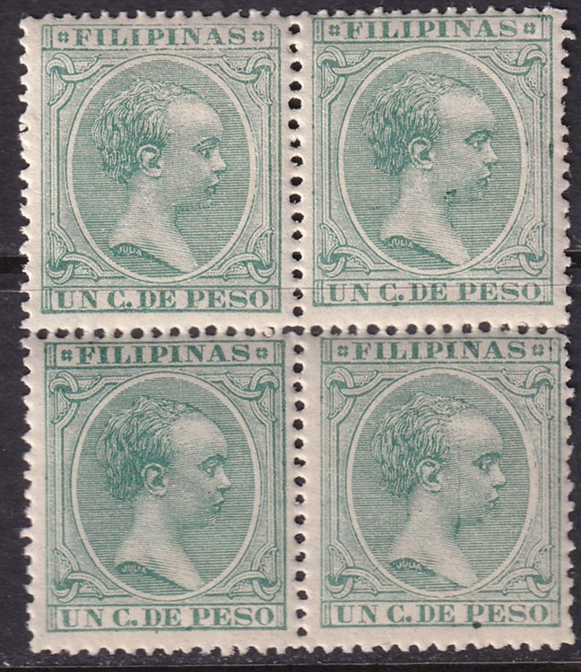 Classic Stamps - Philippines 1896 Sc 142 Filipinas Ed 121 block MNH ...
