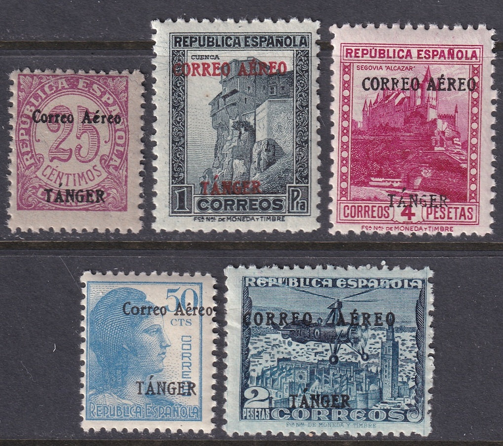 Classic Stamps - Spanish Tangier 1939 Ed 108-12 Tánger air post partial ...