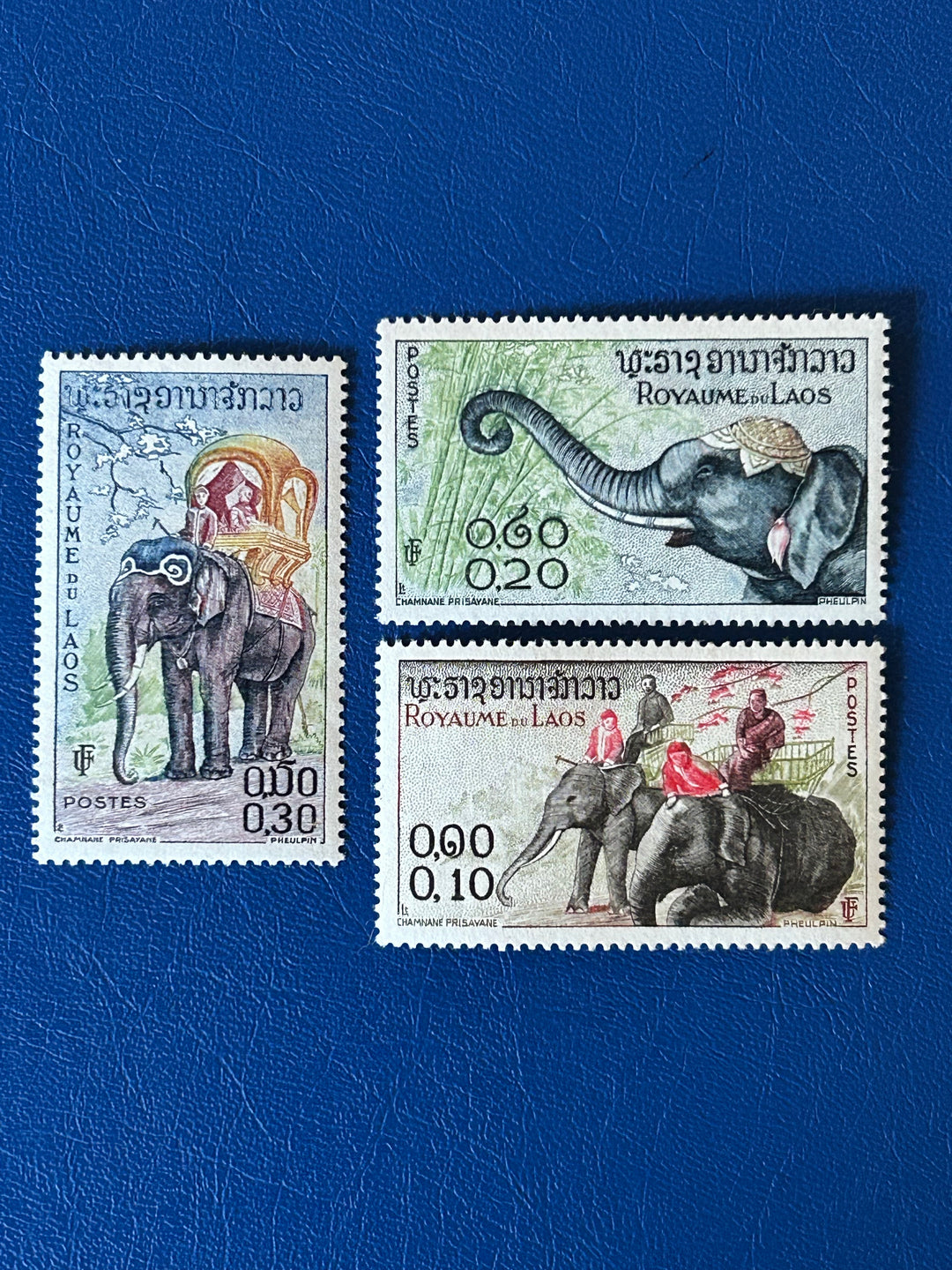 Laos - Original Vintage Postage Stamps-1958 Asian Elephant - On the ...