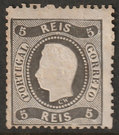 Classic Stamps - Portugal 1867 Sc 25 MNG(*) toning spots/crease at top ...