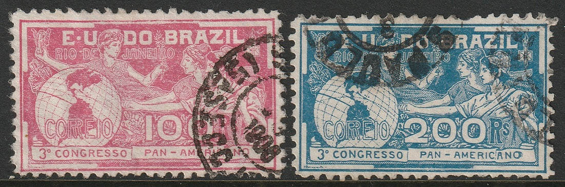 Classic Stamps - Brazil 1906 Sc 172-3 set used - On the Ridge Stamps