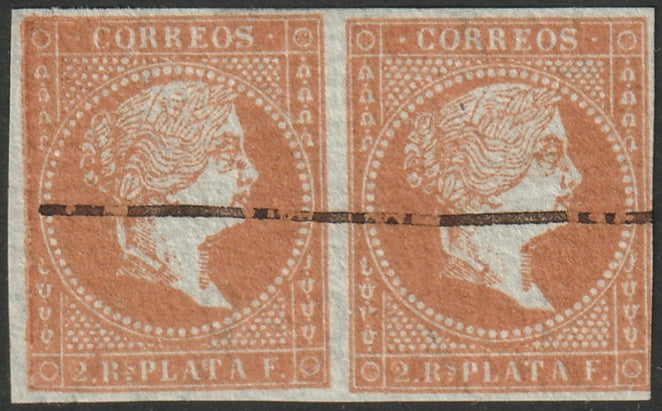 Classic Stamps - Spanish Antilles 1855 Sc 4 pair used pen cancel - On ...