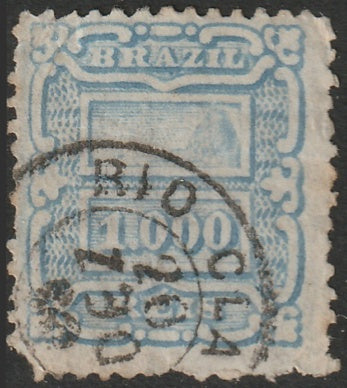 Classic Stamps - Brazil 1888 Sc 98 used Rio Clara cancel - On the Ridge ...