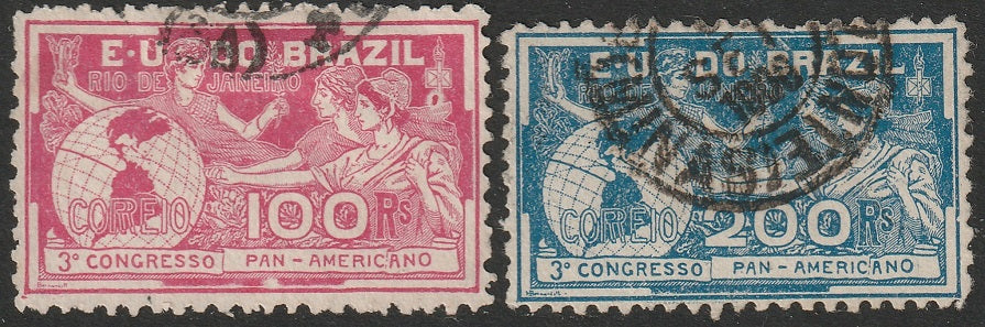 Classic Stamps - Brazil 1906 Sc 172-3 set used - On the Ridge Stamps