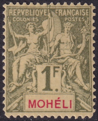 Classic Stamps - Moheli 1906 Sc 14 MH* - On the Ridge Stamps