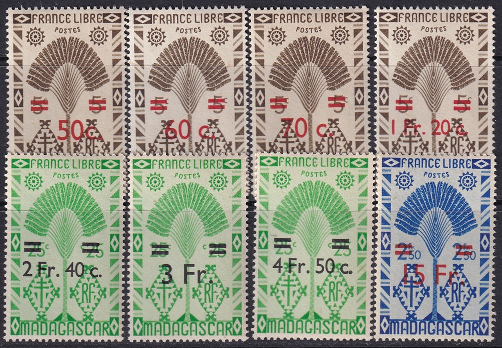 Classic Stamps - Madagascar 1945 Sc 261-8 set MNH** - On the Ridge Stamps