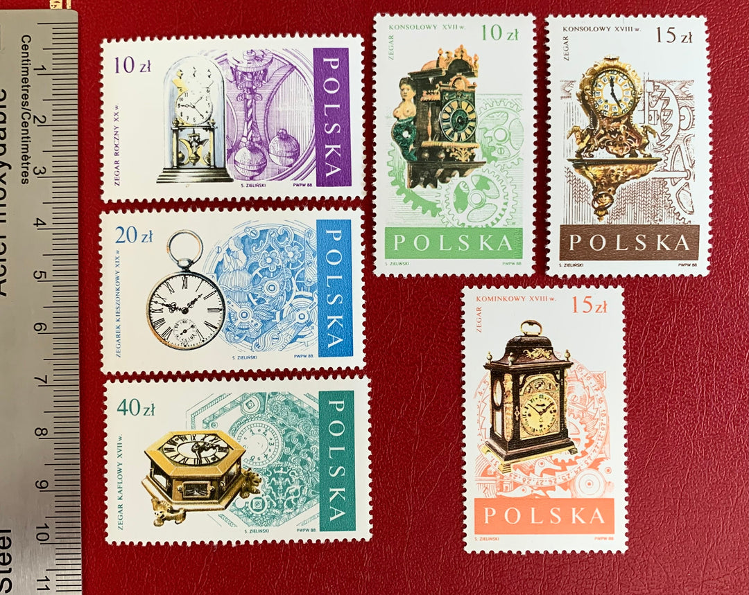 Poland - Original Vintage Postage Stamps - 1988 - Clocks - On the Ridge ...