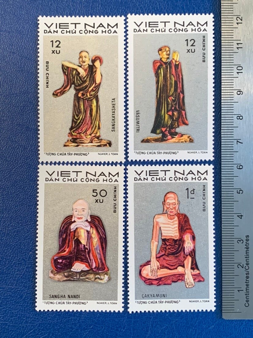 Vietnam - Original Vintage Postage Stamps- 1971 Statues Buddhist Pagoda ...