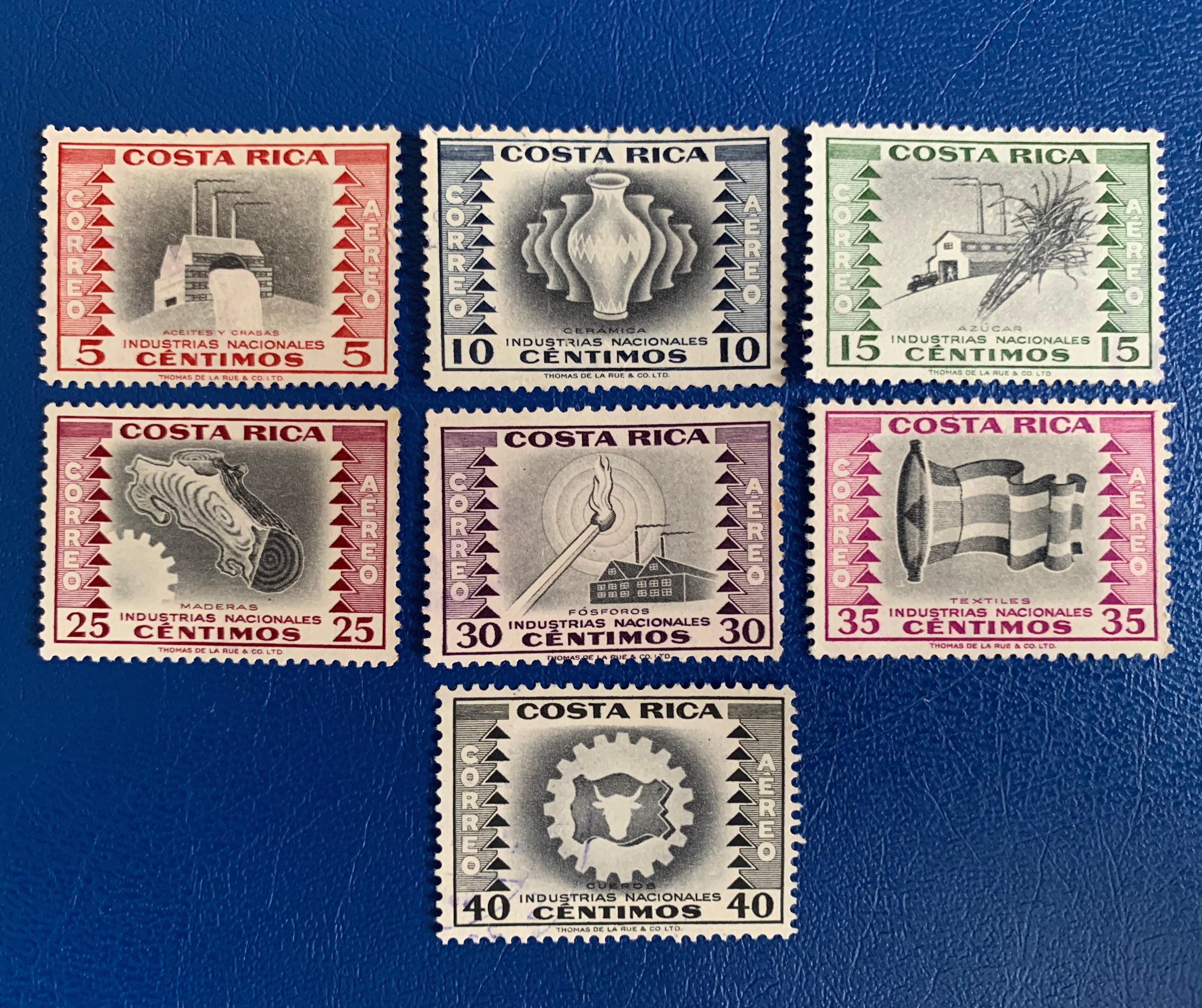Costa Rica- Original Vintage Postage Stamps- 1954 Industries - On the ...