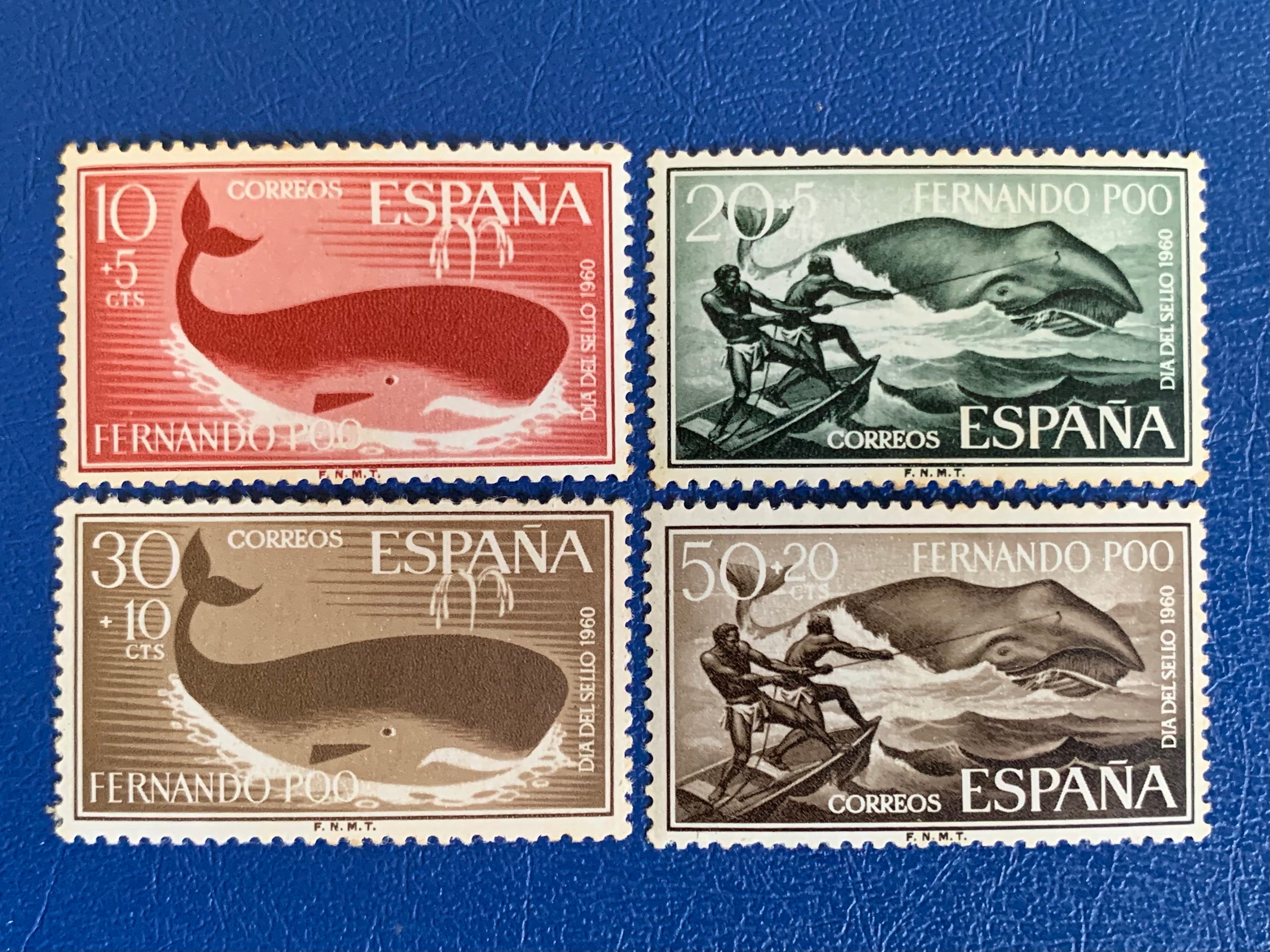 Spanish Fernando Po -Original Vintage Postage - 1960 Stamp Day: Whales ...