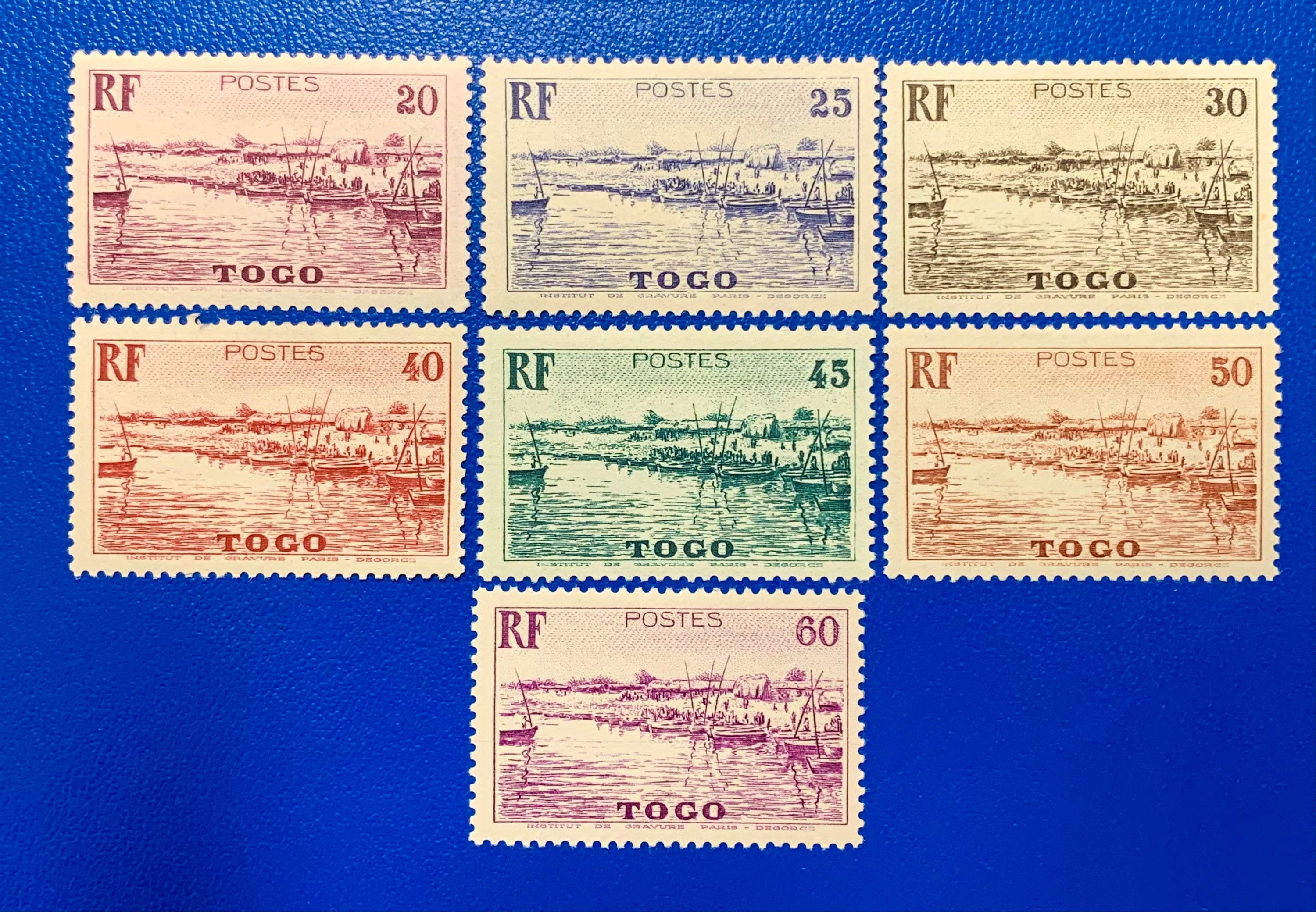 Togo - Original Vintage Postage Stamps- 1941 - Scenes from Togo - On ...